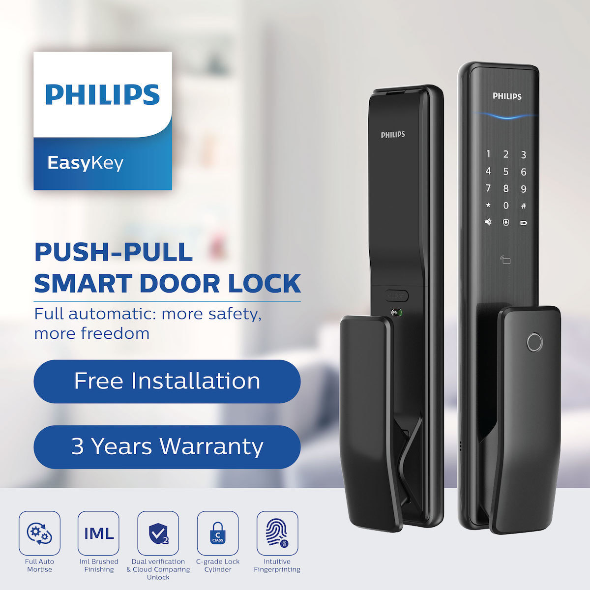 Philips Easykey Alpha Fingerprint Digital Door Lock - Safe Box Malaysia Philips Easykey Alpha Fingerprint Digital Door Lock - Safe Box Malaysia
