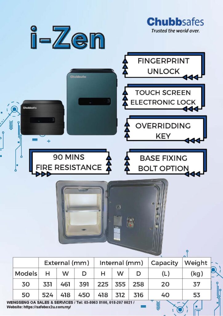 Chubbsafes i-Zen 30 Finger Print Safe Box - Safe Box Malaysia